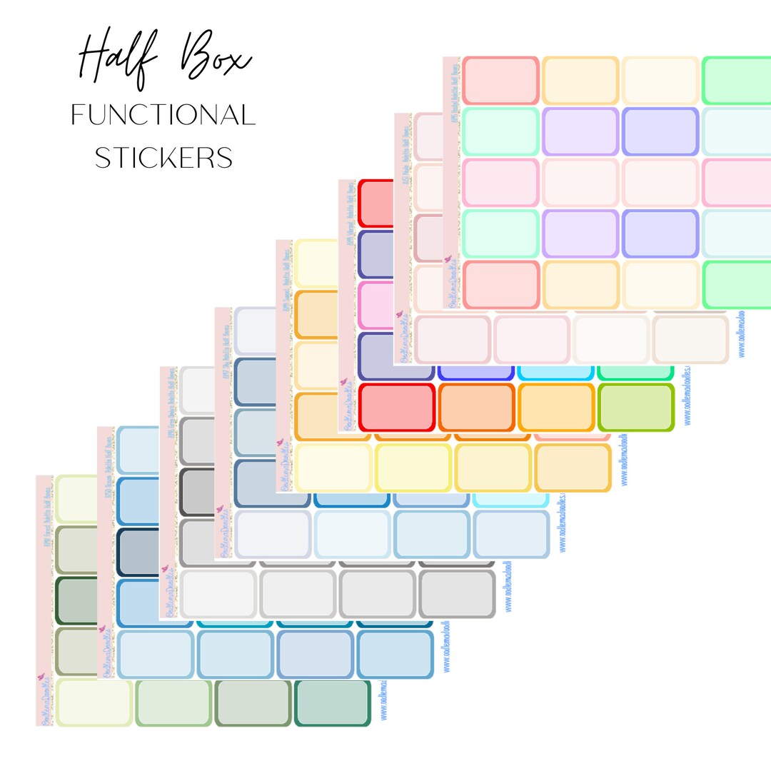 Functional Half Box Stickers | Planner Stickers, Minimalistic ...