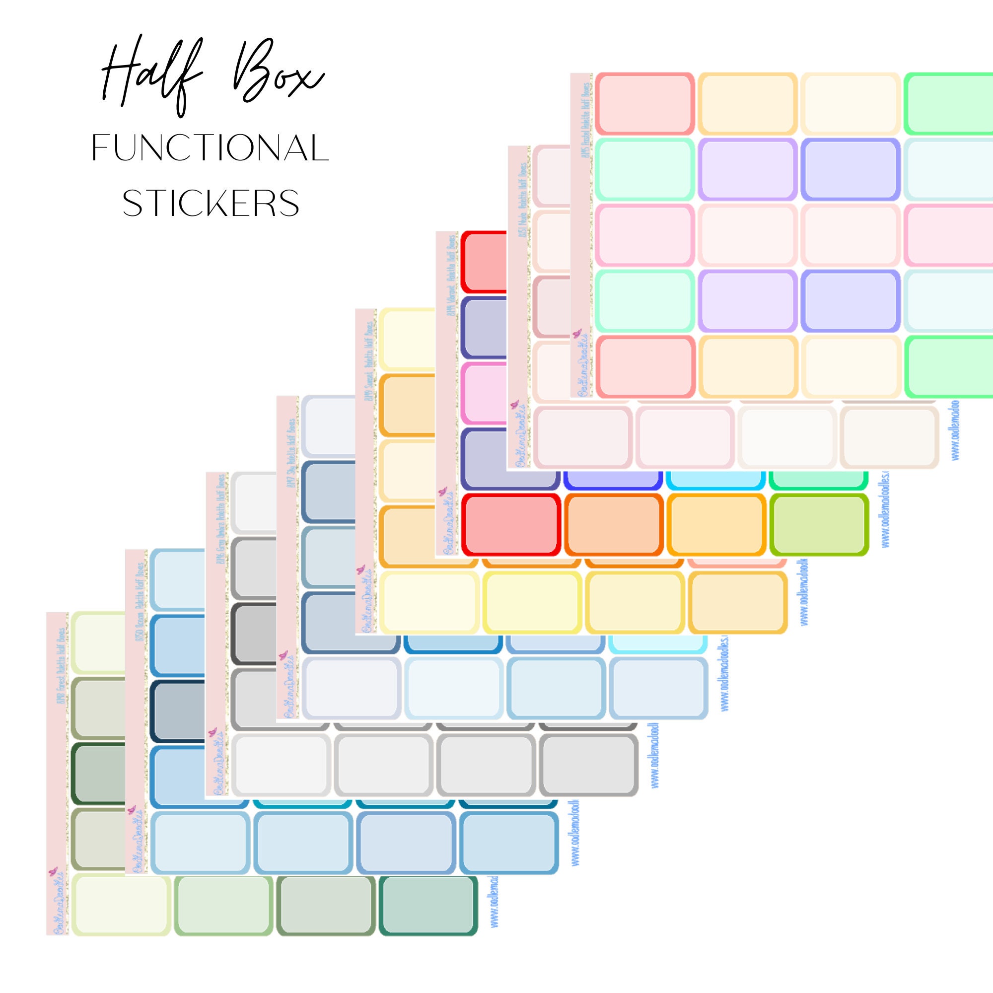 Functional Half Box Stickers | Planner Stickers, Minimalistic ...