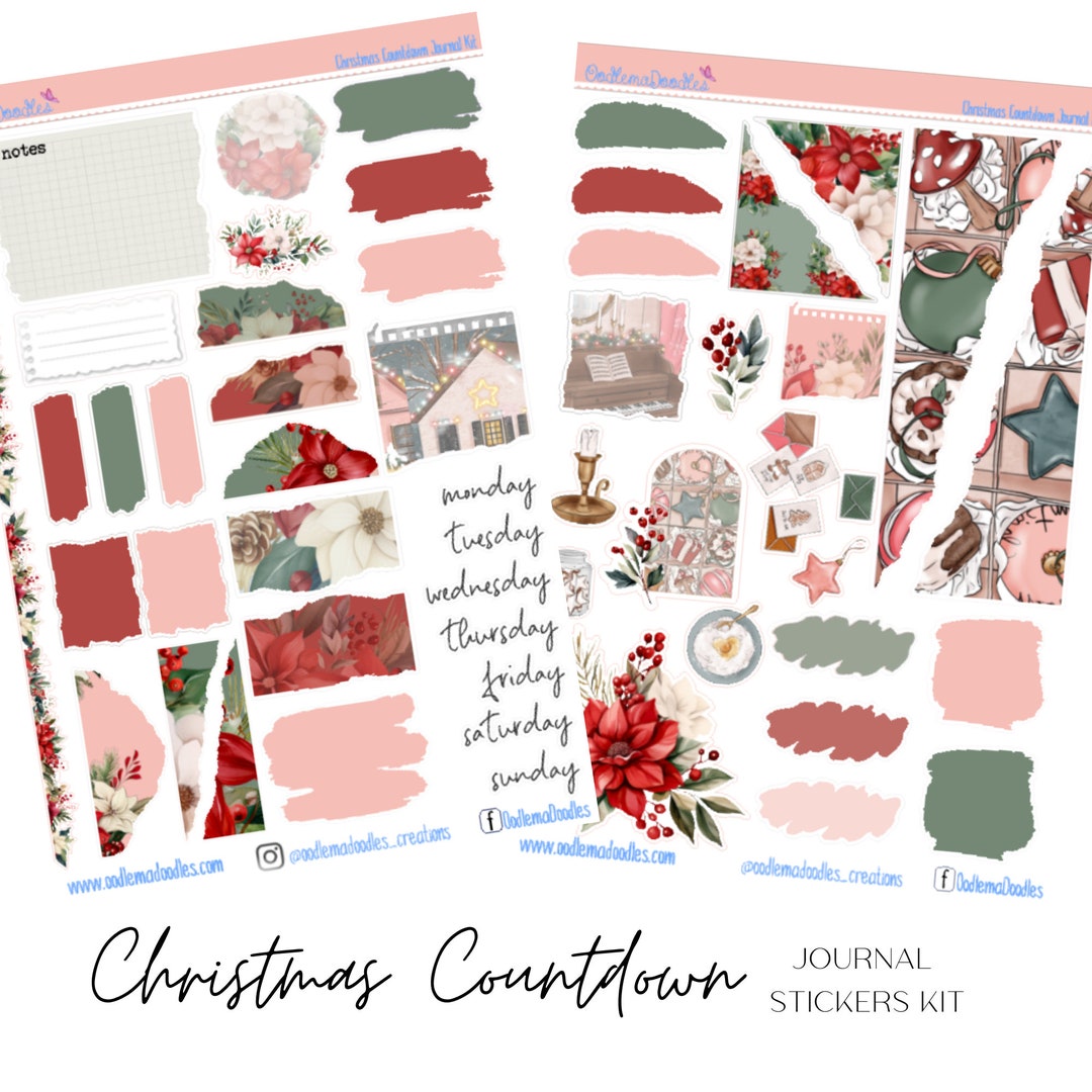 Christmas Countdown | Journal Stickers, Floral, Journaling, Scrap ...