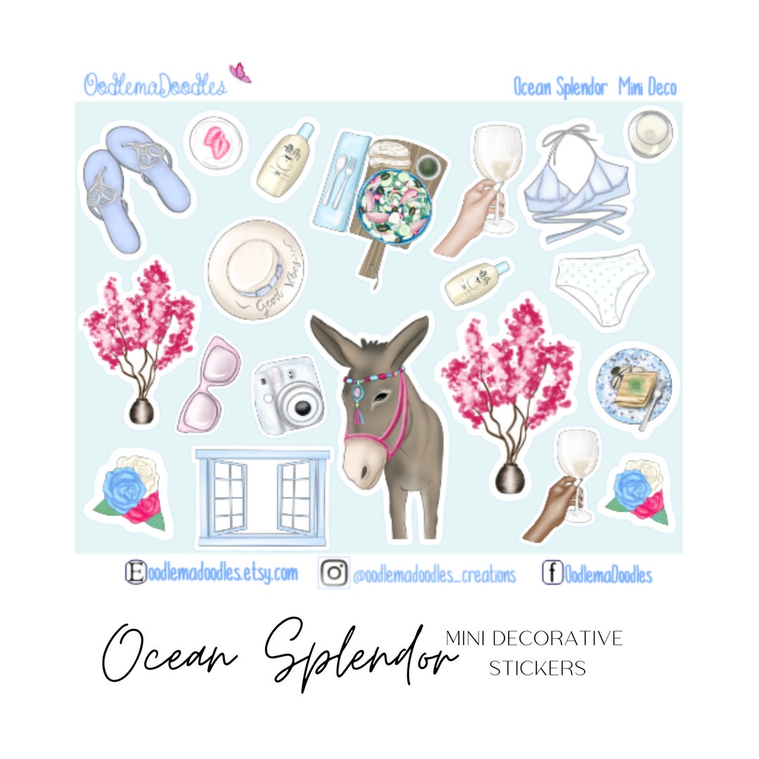 Ocean Splendor | Mini Decorative Planner Stickers, Floral, Summer ...