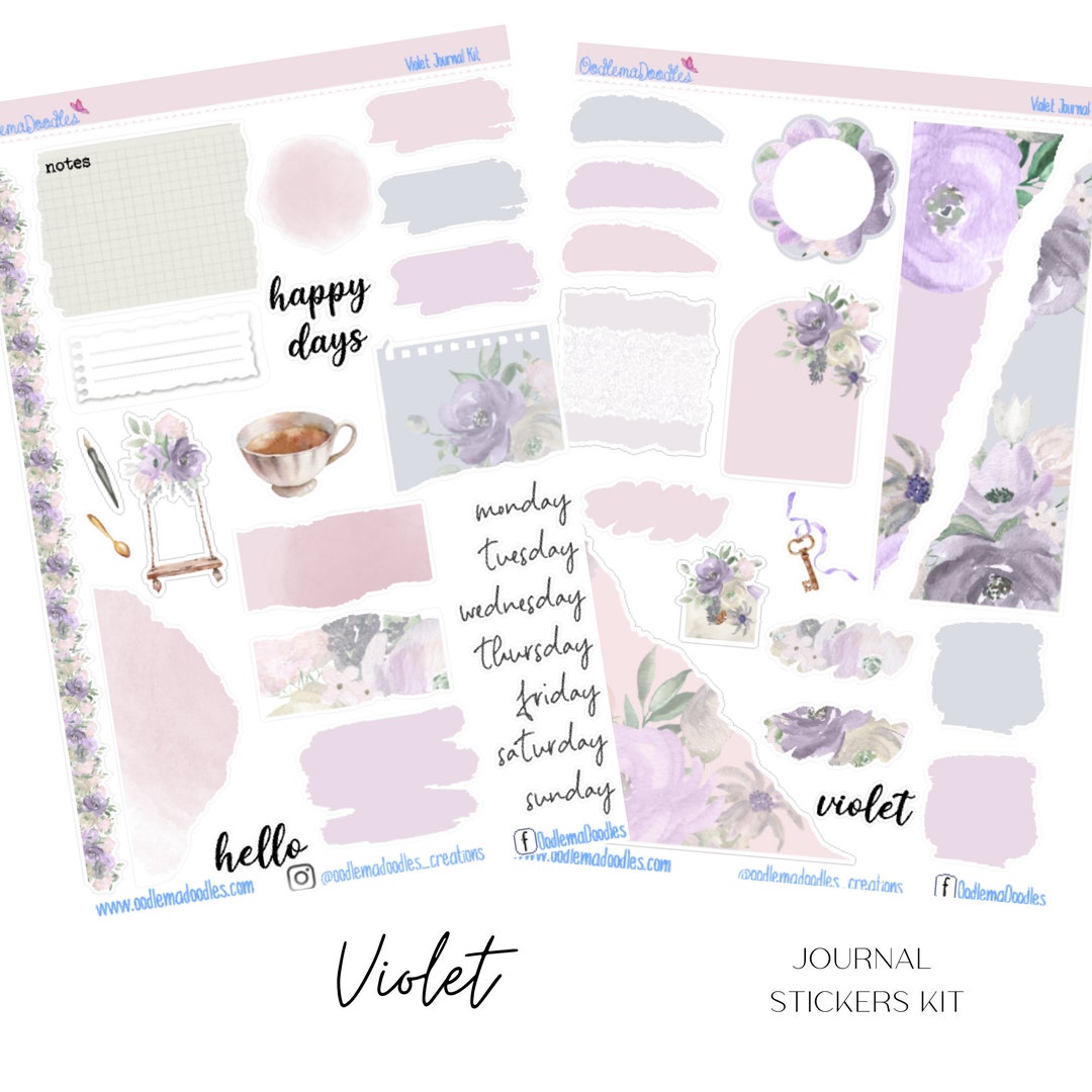 Violet | Journal Stickers, Floral, Spring, Summer, Journaling, Scrap ...