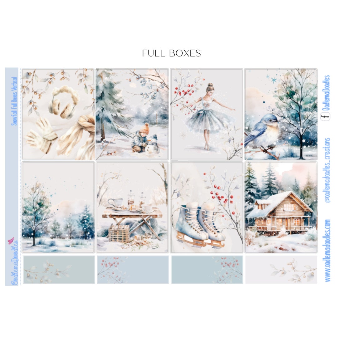 Snowfall Standard Vertical Planner Stickers, Floral, Winter, Essentials ...