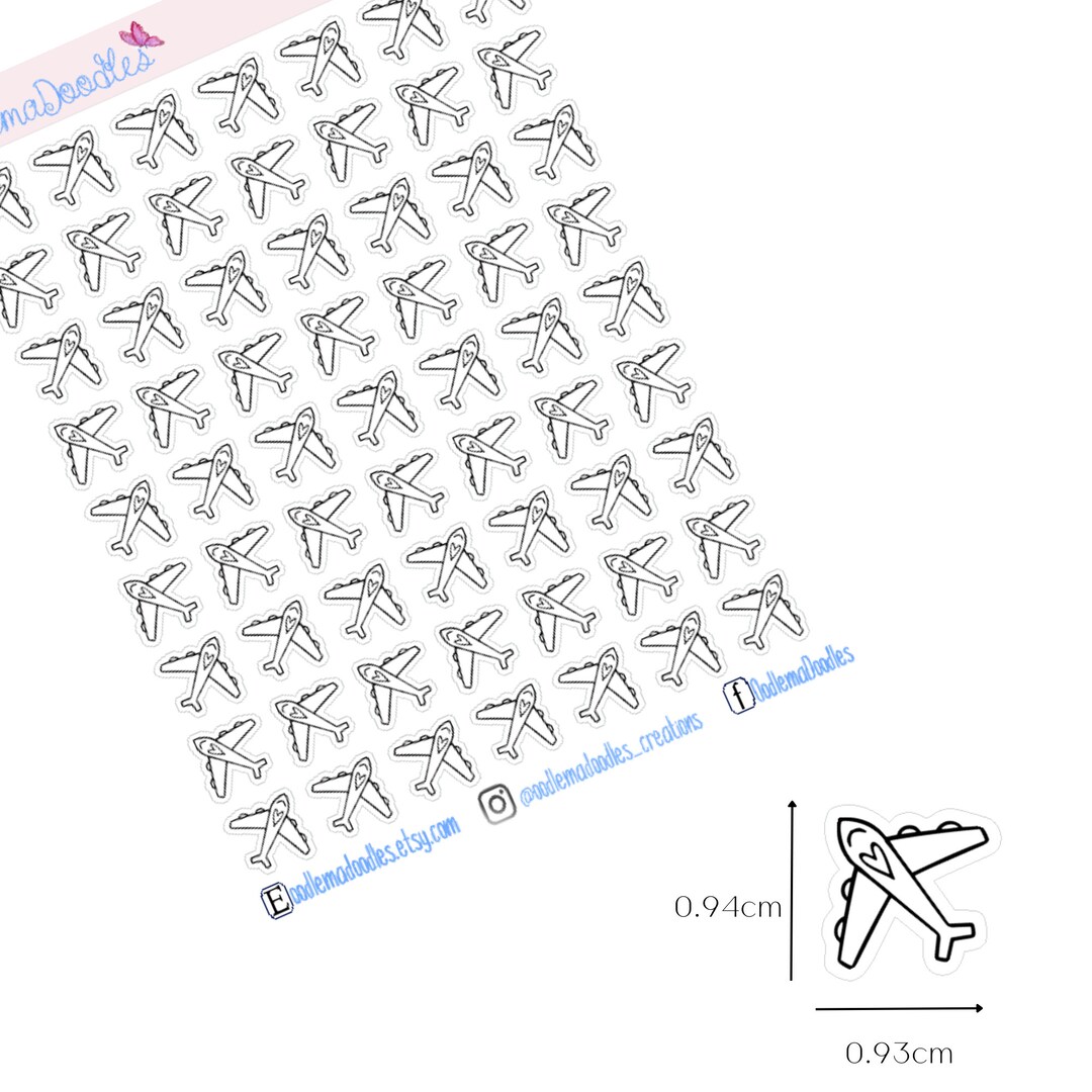 Plane Icon Stickers | Icon, Black , Planner Stickers, Oodlemadoodles - Etsy