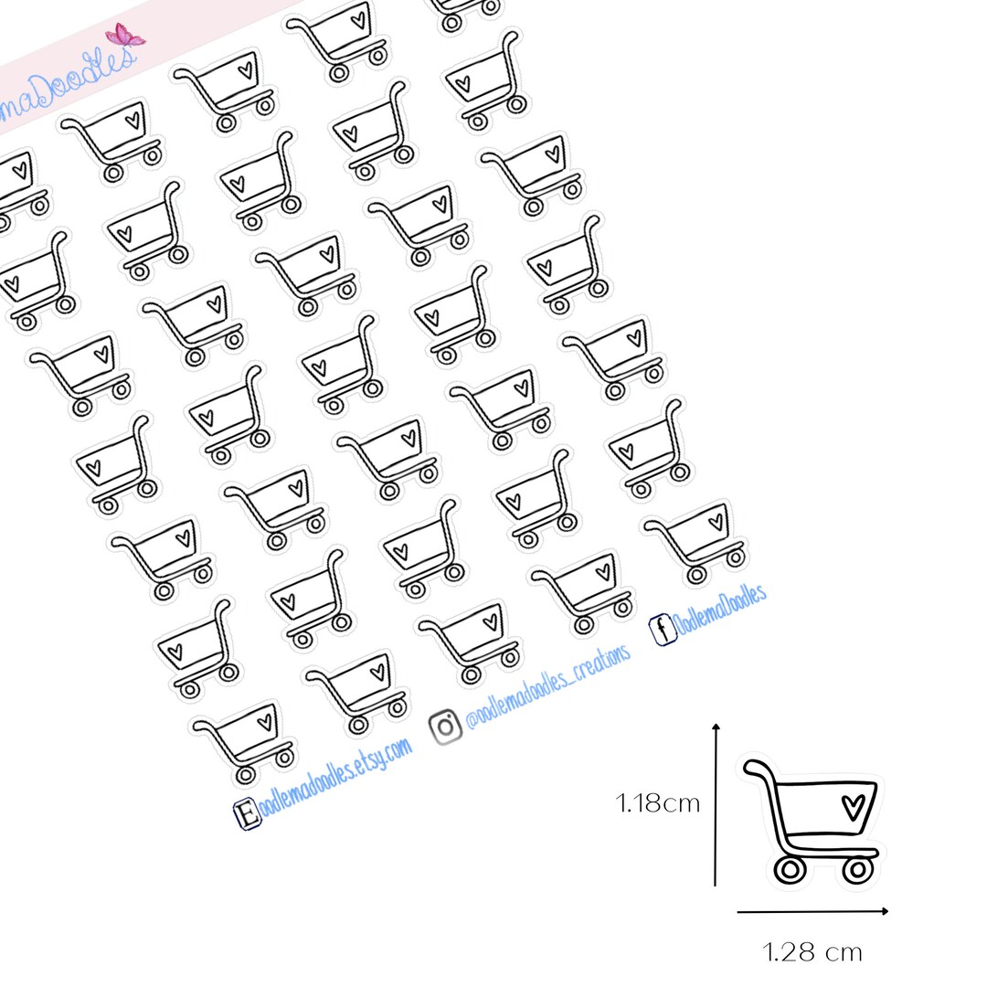 Trolley Icon Stickers | Icon, Black , Planner Stickers, Oodlemadoodles ...