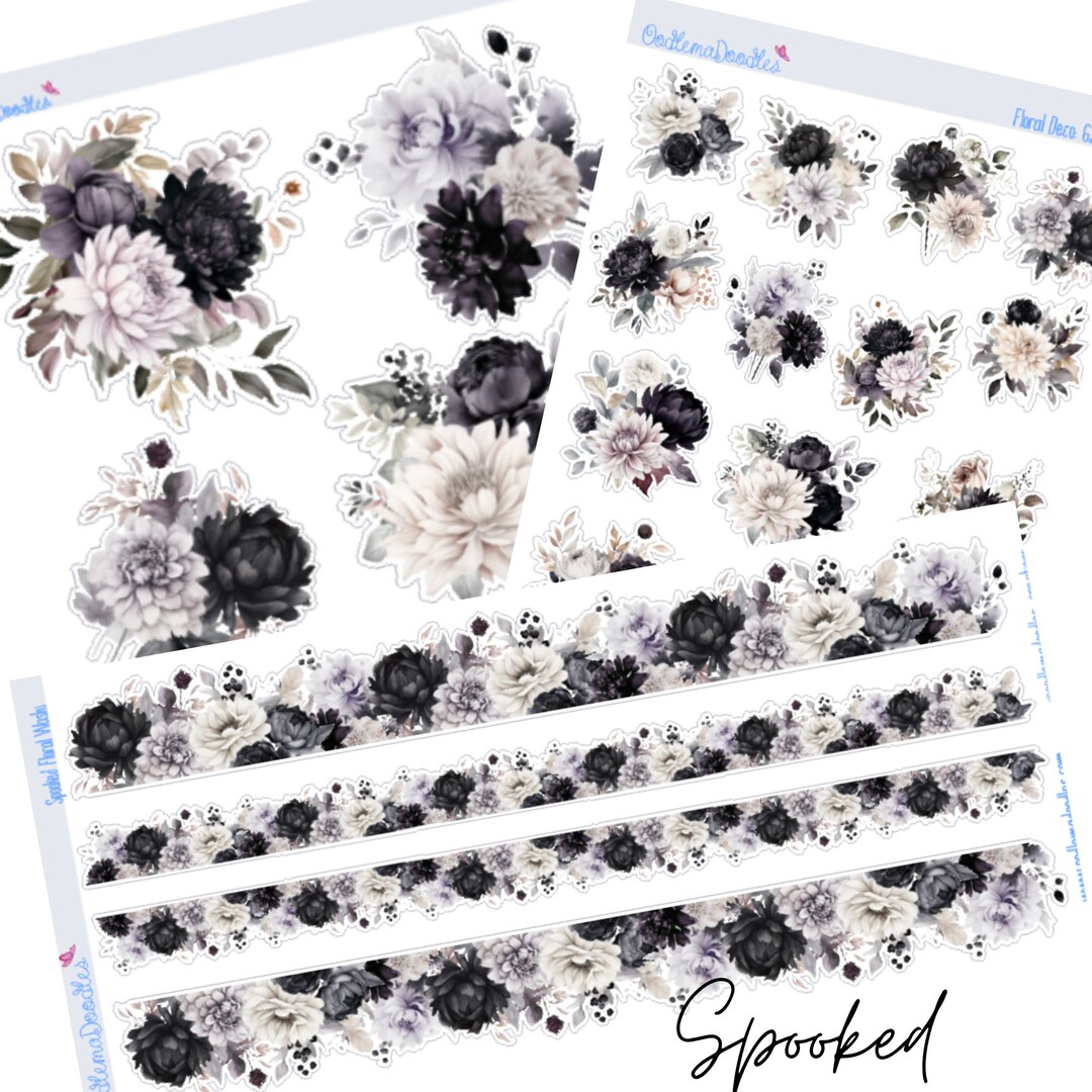 Spooked/ Haunted Mansion | Decorative Planner Sticker, Floral, Gothic ...