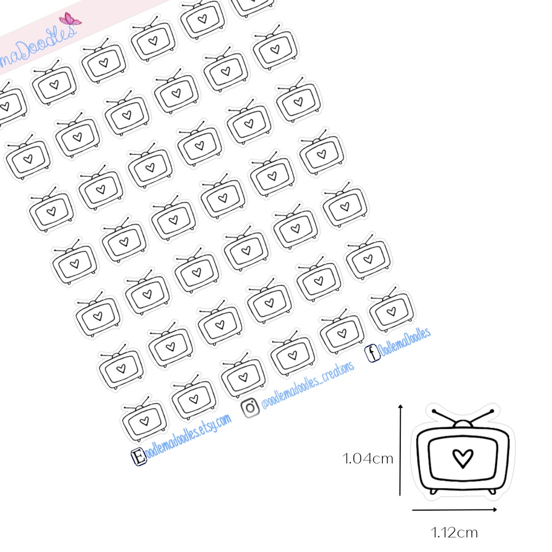 Television Icon Stickers | Icon, Black , Planner Stickers ...