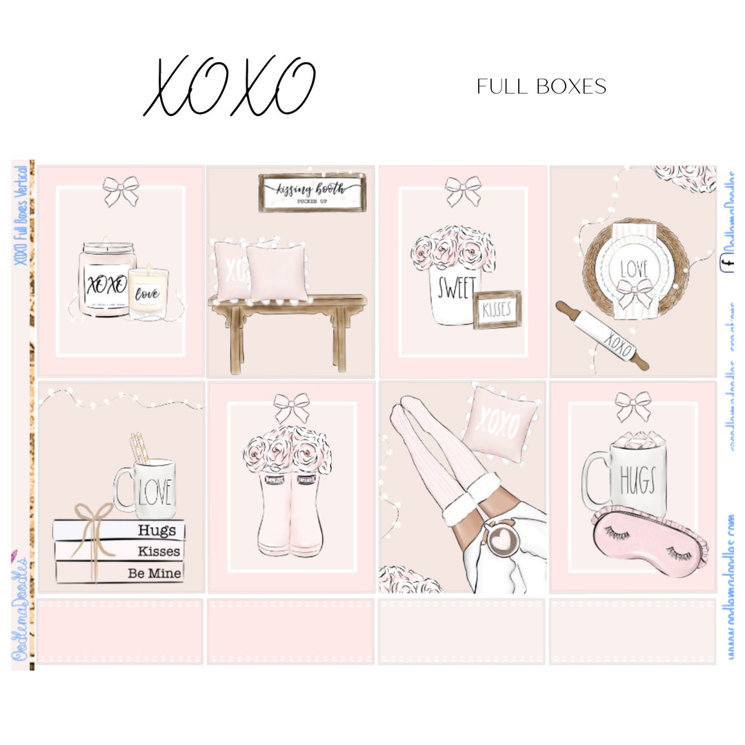 XOXO | Standard Vertical Planner Sticker Kit, Love, Valentine - Etsy