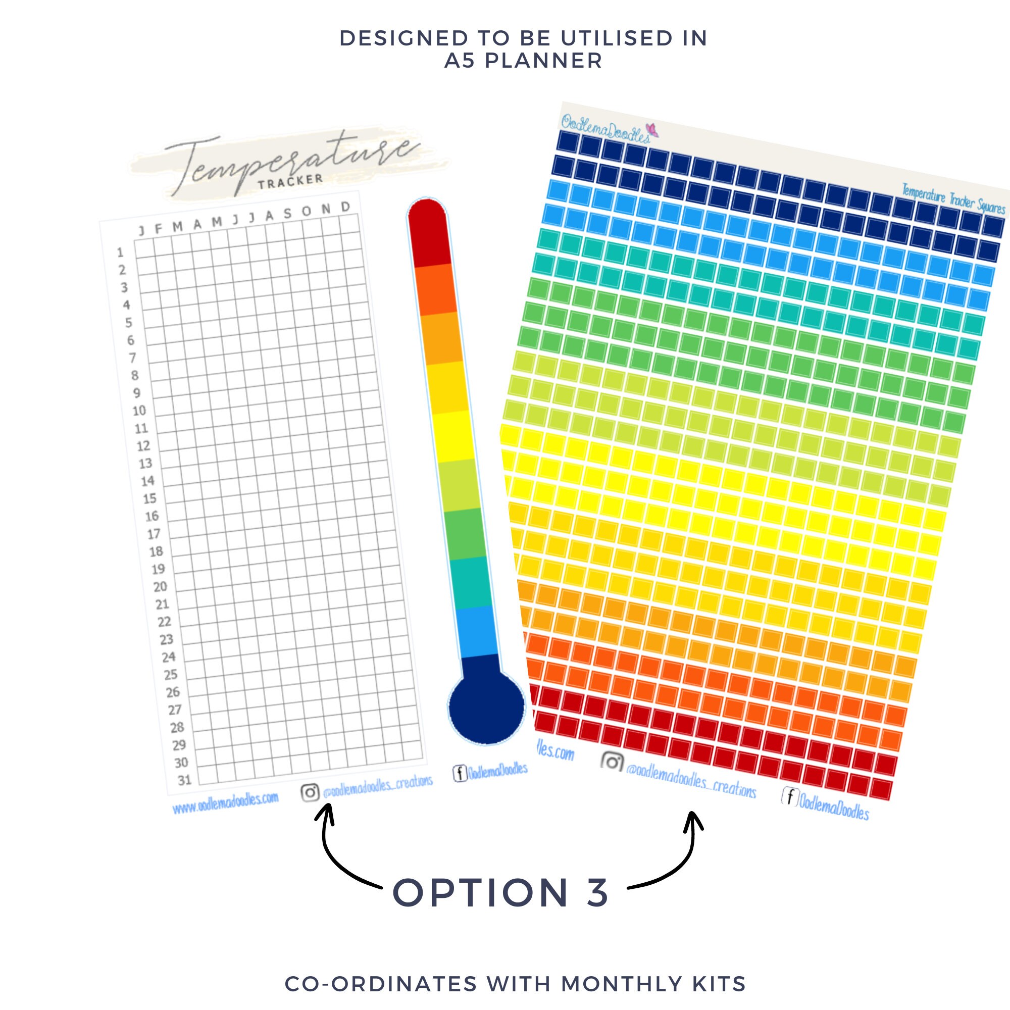 Temperature Tracker | Tracker Planner Sticker, Oodlemadoodles, Basics ...