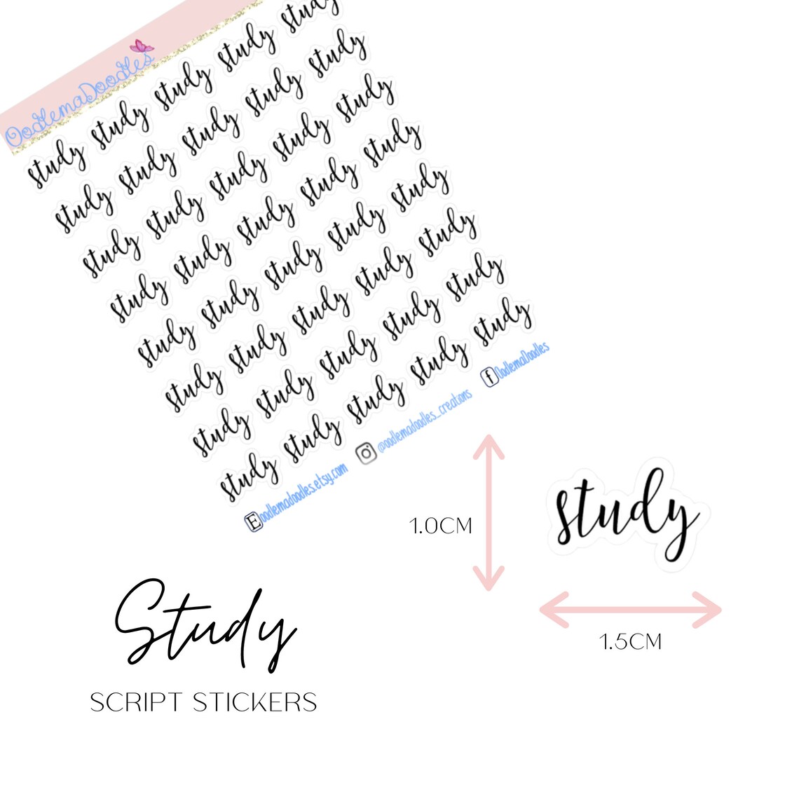 Study Script Stickers | Planner Stickers, Words, Calligraphy ...