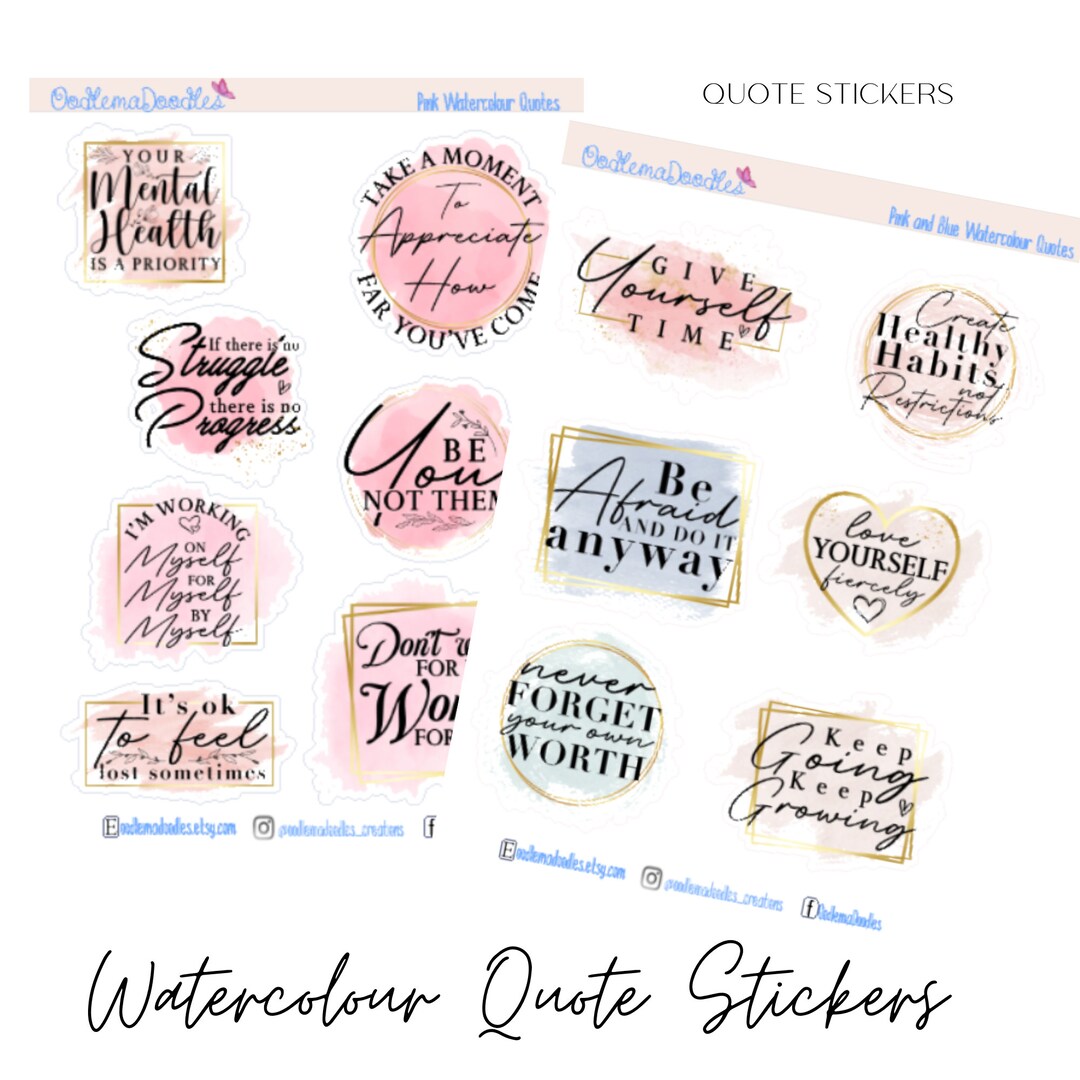 Stickers citations aquarelles | Bleu, Rose, Motivant, Citations, Termes ...