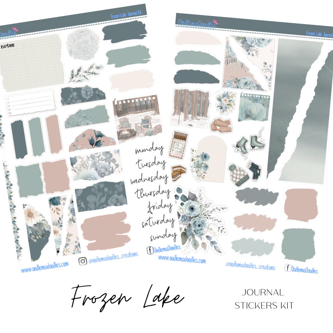 Frozen Lake Journal Stickers, Floral, Journaling, Scrap Booking, Winter ...
