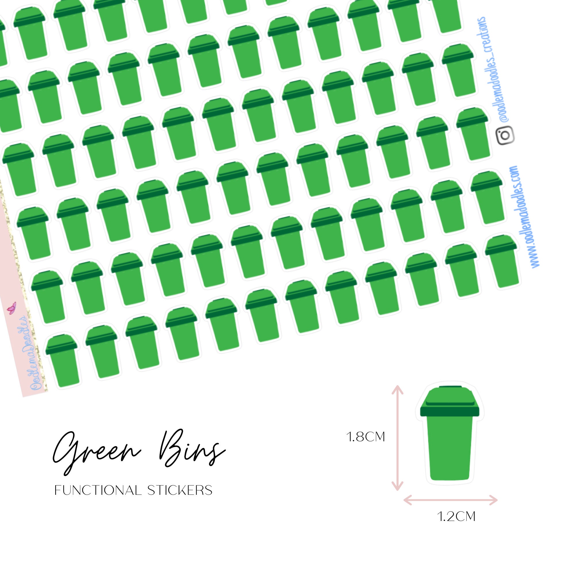 Bin Functional Icon Stickers Wheelie Bin Trash Rubbish | Etsy