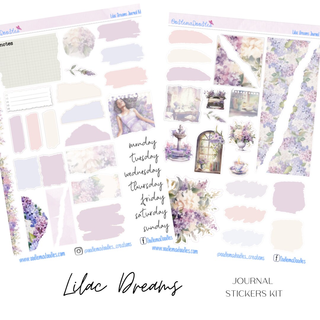 Lilac Dreams | Journal Stickers, Floral, Journaling, Scrap Booking ...