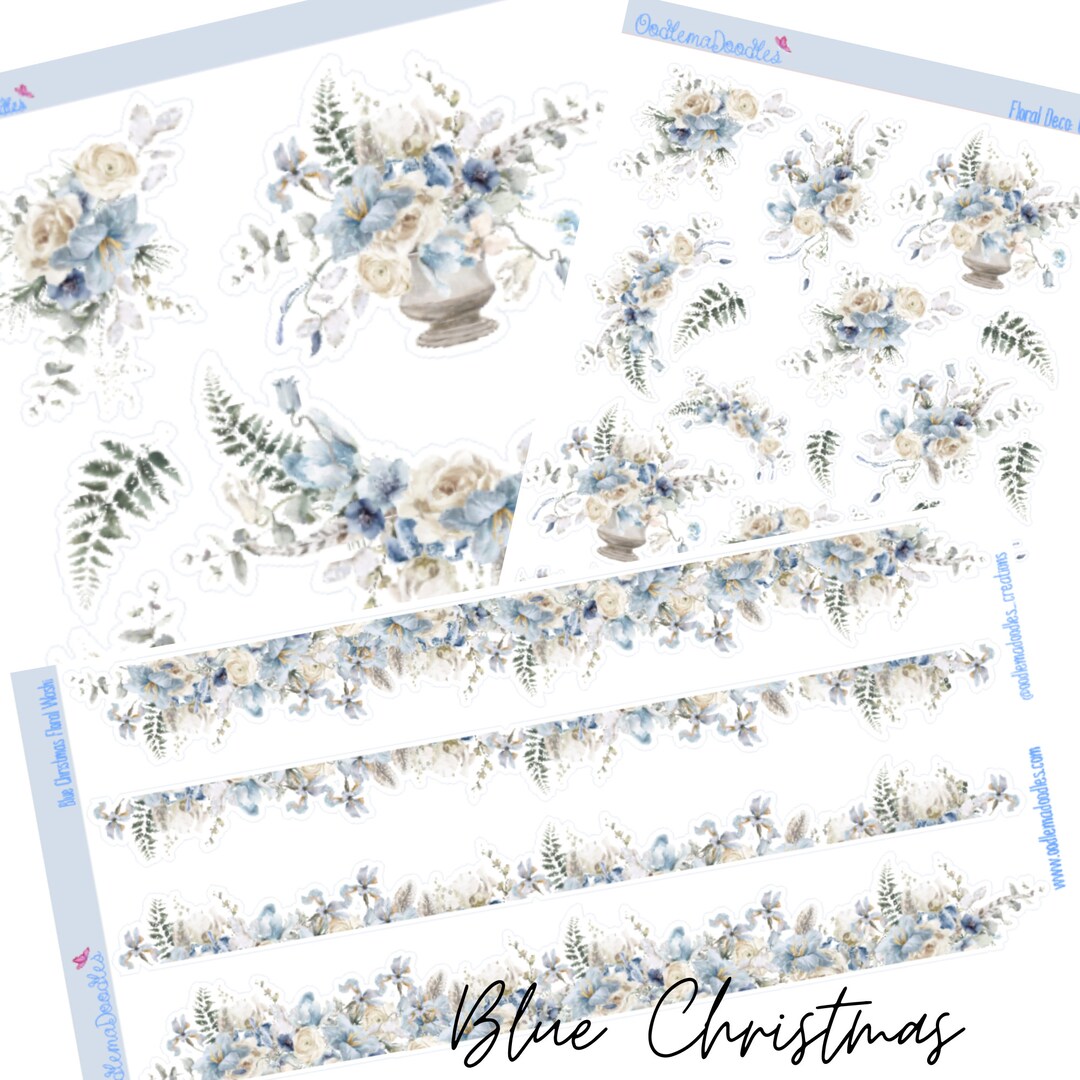 Blue Christmas | Decorative Planner Sticker, Floral, Winter ...