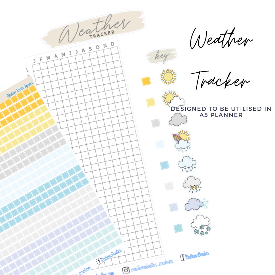 Weather Tracker | Tracker Planner Sticker, Oodlemadoodles, Basics ...