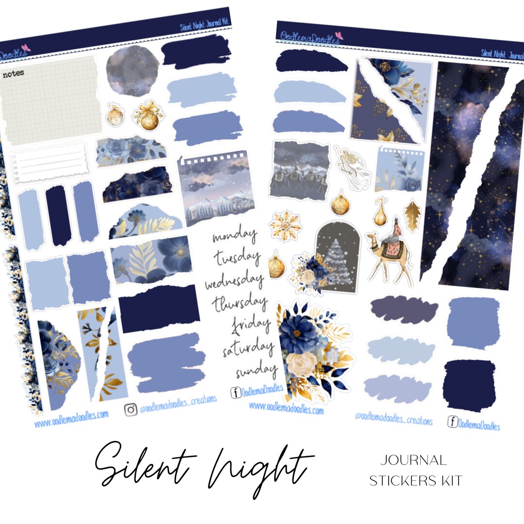 Silent Night Journal Stickers, Floral, Journaling, Scrap Booking ...
