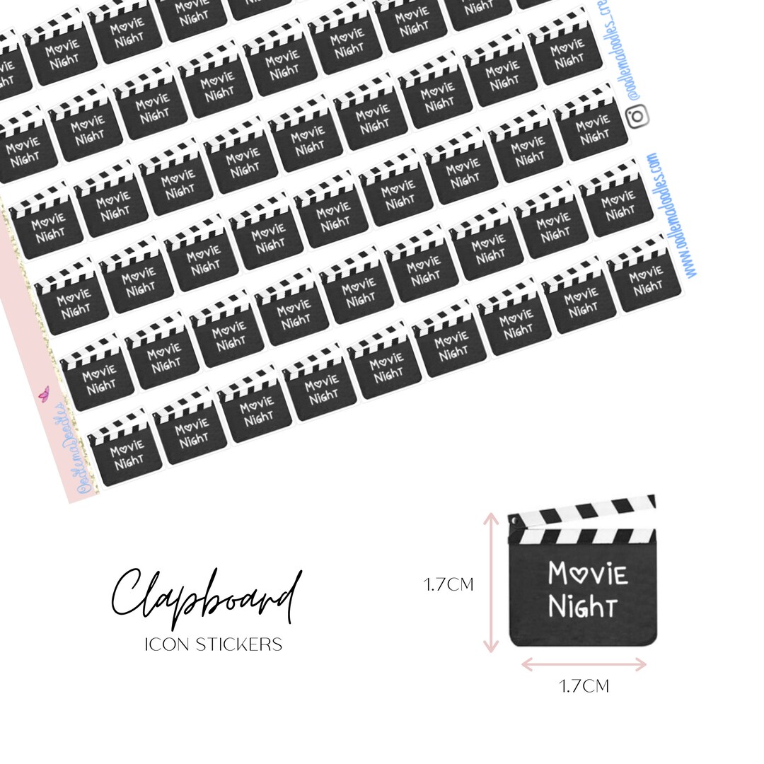 Clapboard Icon Functinal Stickers | Movies, Recording, Planner Stickers ...