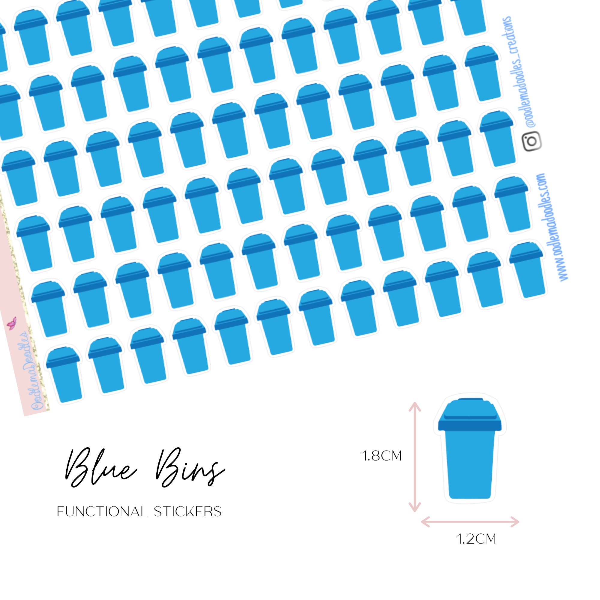 Bin Functional Icon Stickers | Wheelie Bin, Trash, Rubbish, Planner ...