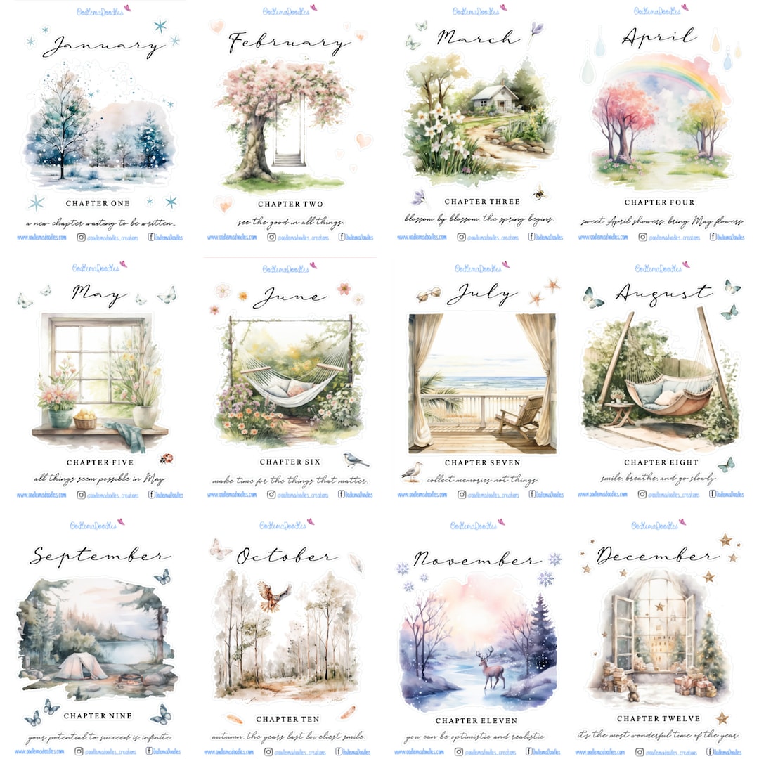 Monthly Decorative Dashboards Planner Stickers, Vertical, Happy Planner ...