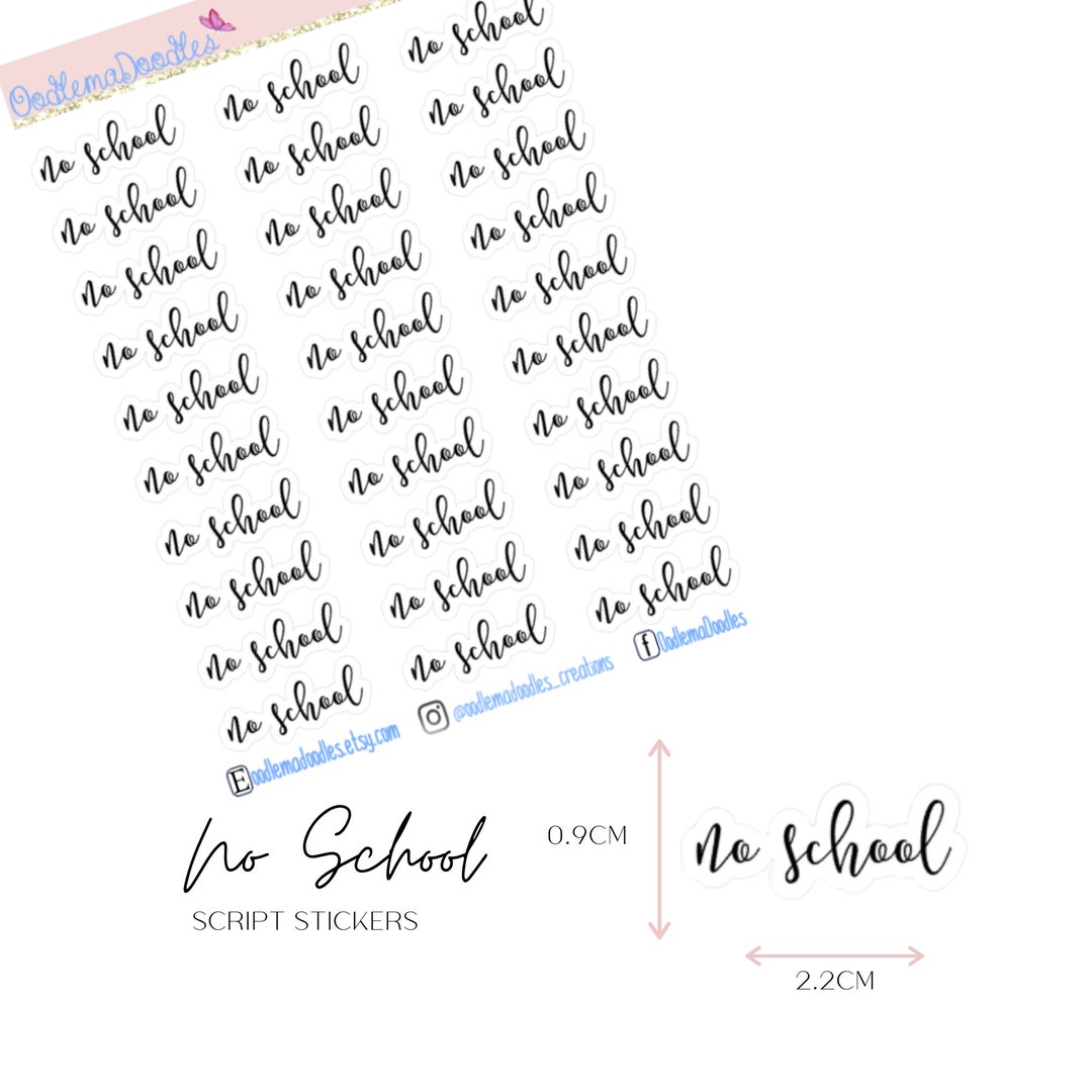 No School Script Stickers Planner Stickers Words - Etsy
