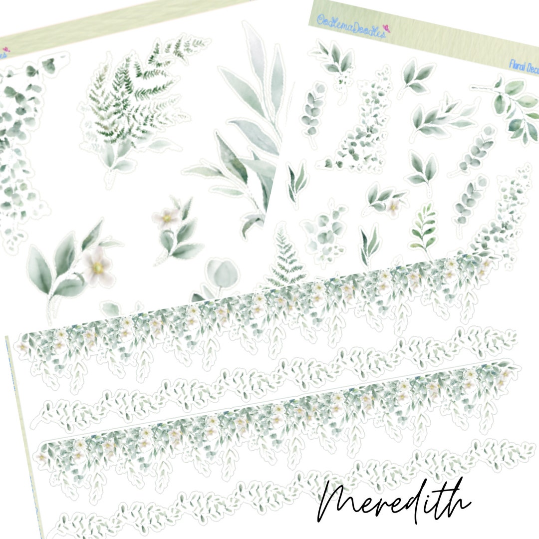 Meredith | Decorative Planner Sticker, Floral, Green, Vine ...