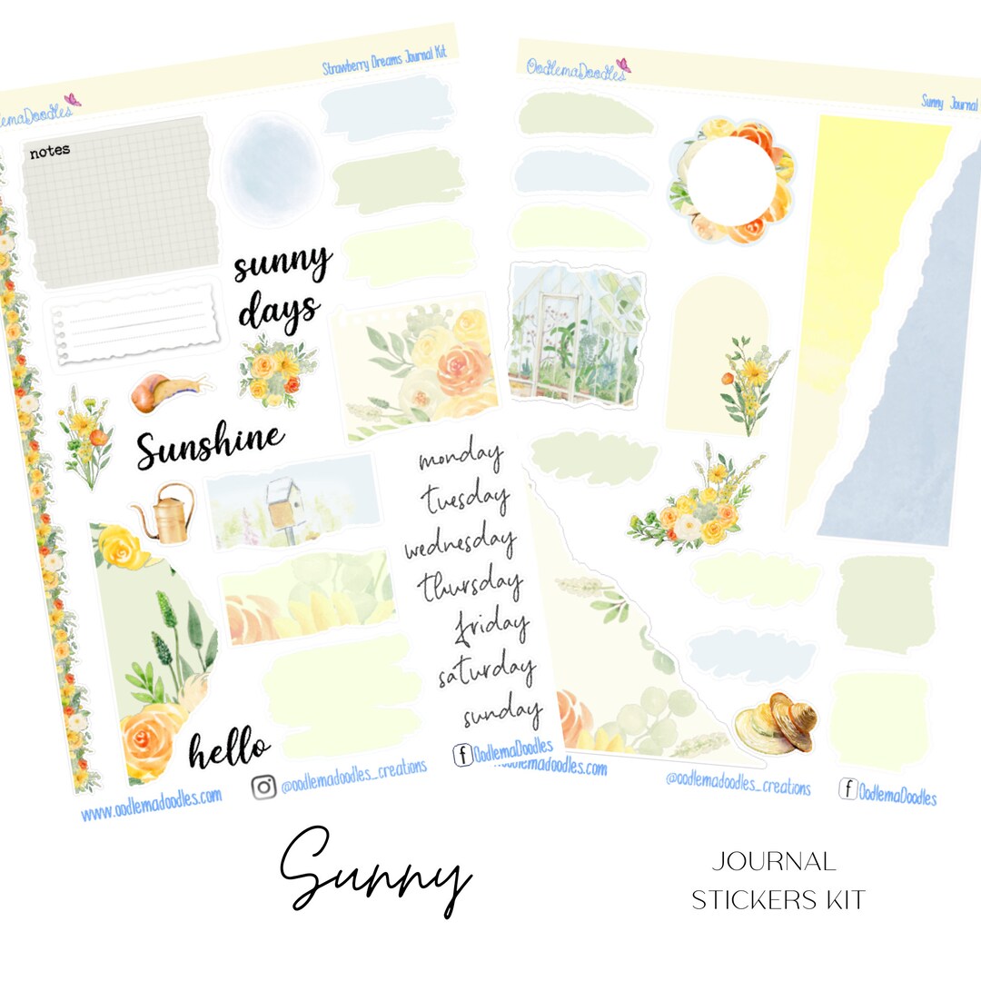 Sunny | Journal Stickers, Floral, Spring, Summer, Journaling, Scrap ...