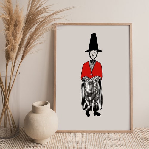 Printable Welsh Lady Traditional Welsh Art Wales Wall Art | Etsy