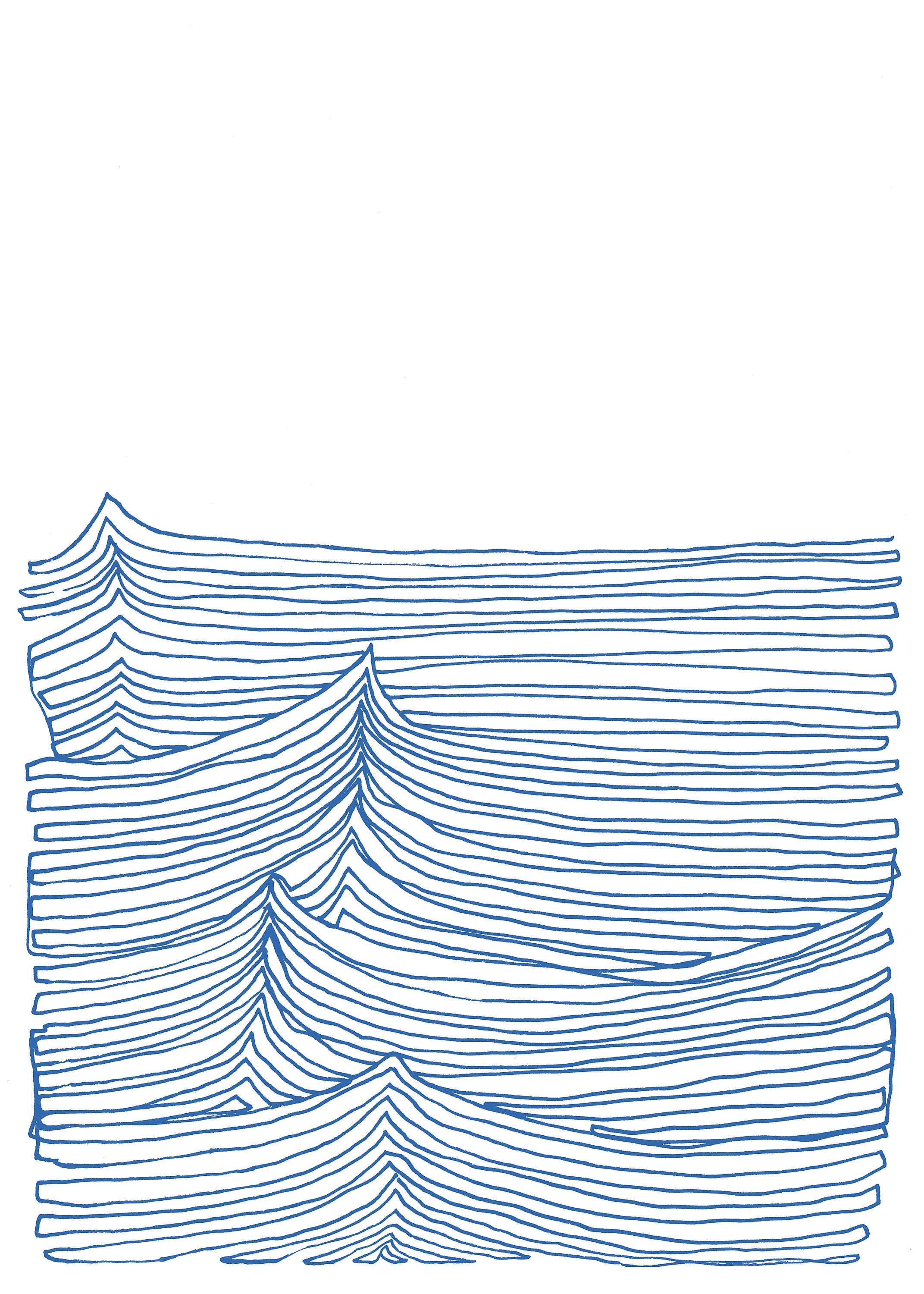 Simple Blue Line Drawing Ocean Art Print Waves Continuous - Etsy