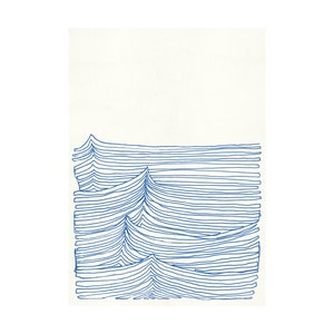 Simple Blue Line Drawing Ocean Art Print Waves Continuous - Etsy