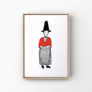 Printable Welsh Lady, Traditional Welsh Art, Wales Wall Art, Welsh ...