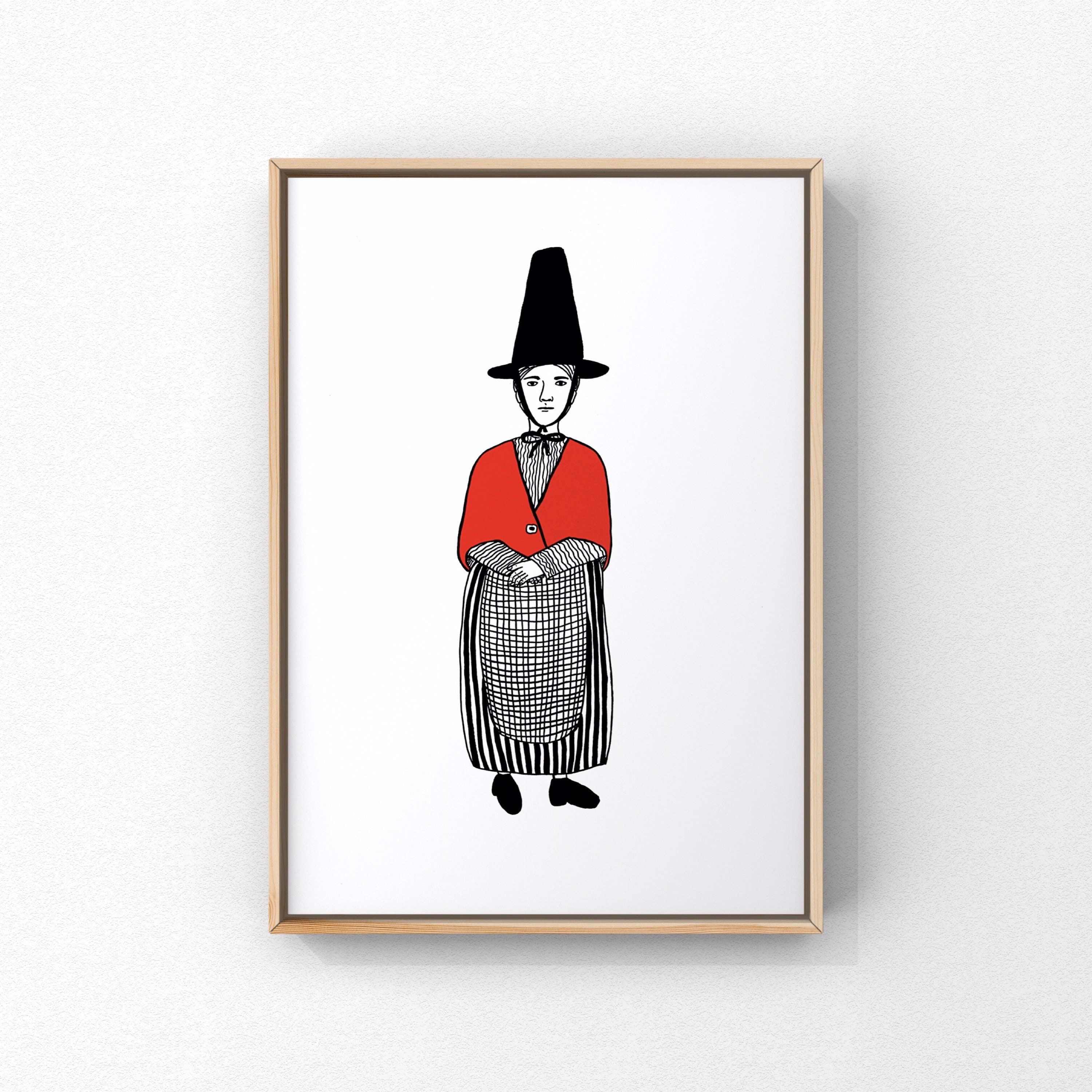 Printable Welsh Lady Traditional Welsh Art Wales Wall Art - Etsy
