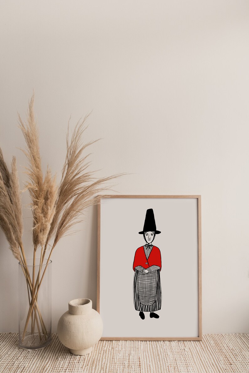 Printable Welsh Lady Traditional Welsh Art Wales Wall Art - Etsy