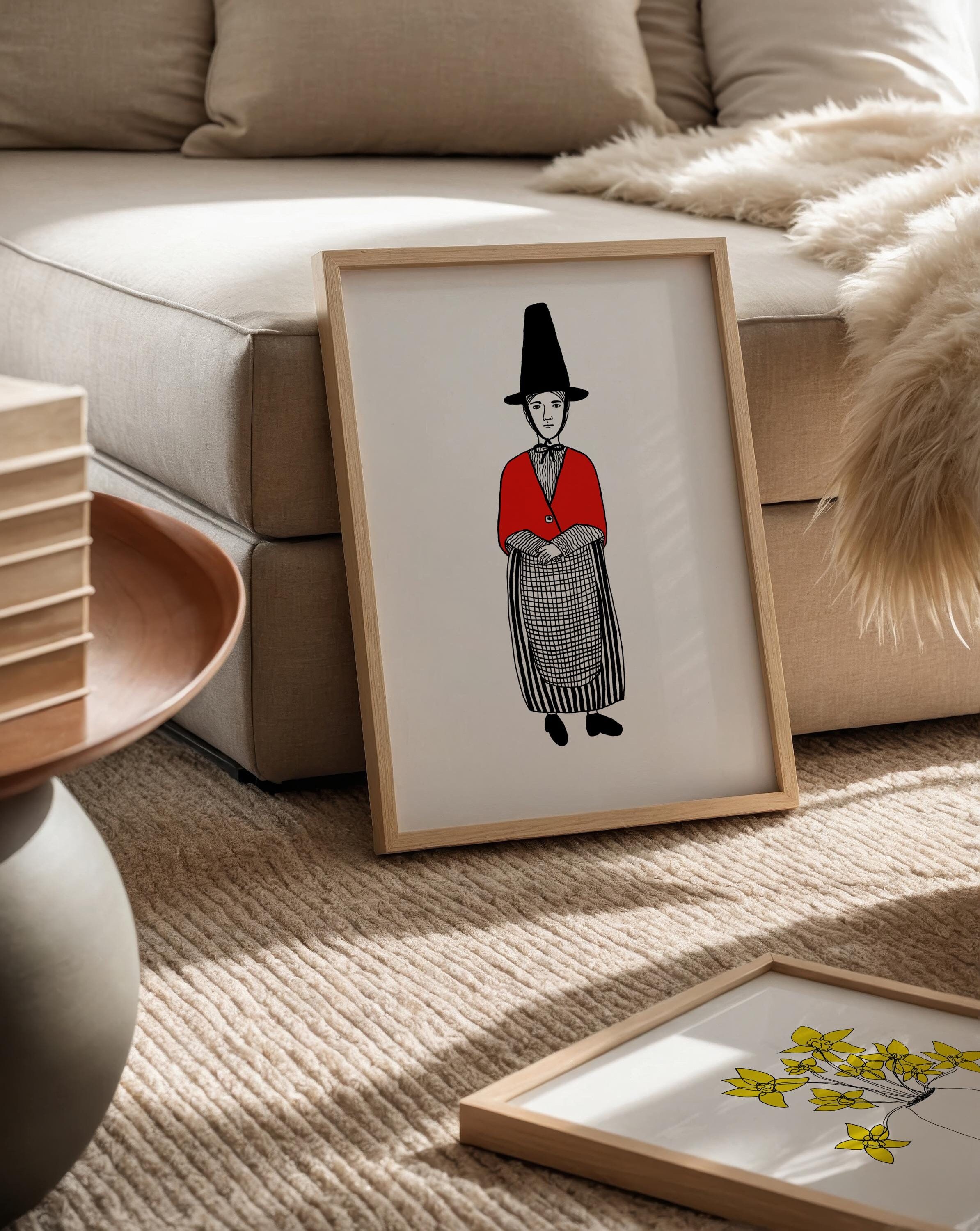 Printable Welsh Lady, Traditional Welsh Art, Wales Wall Art, Welsh ...
