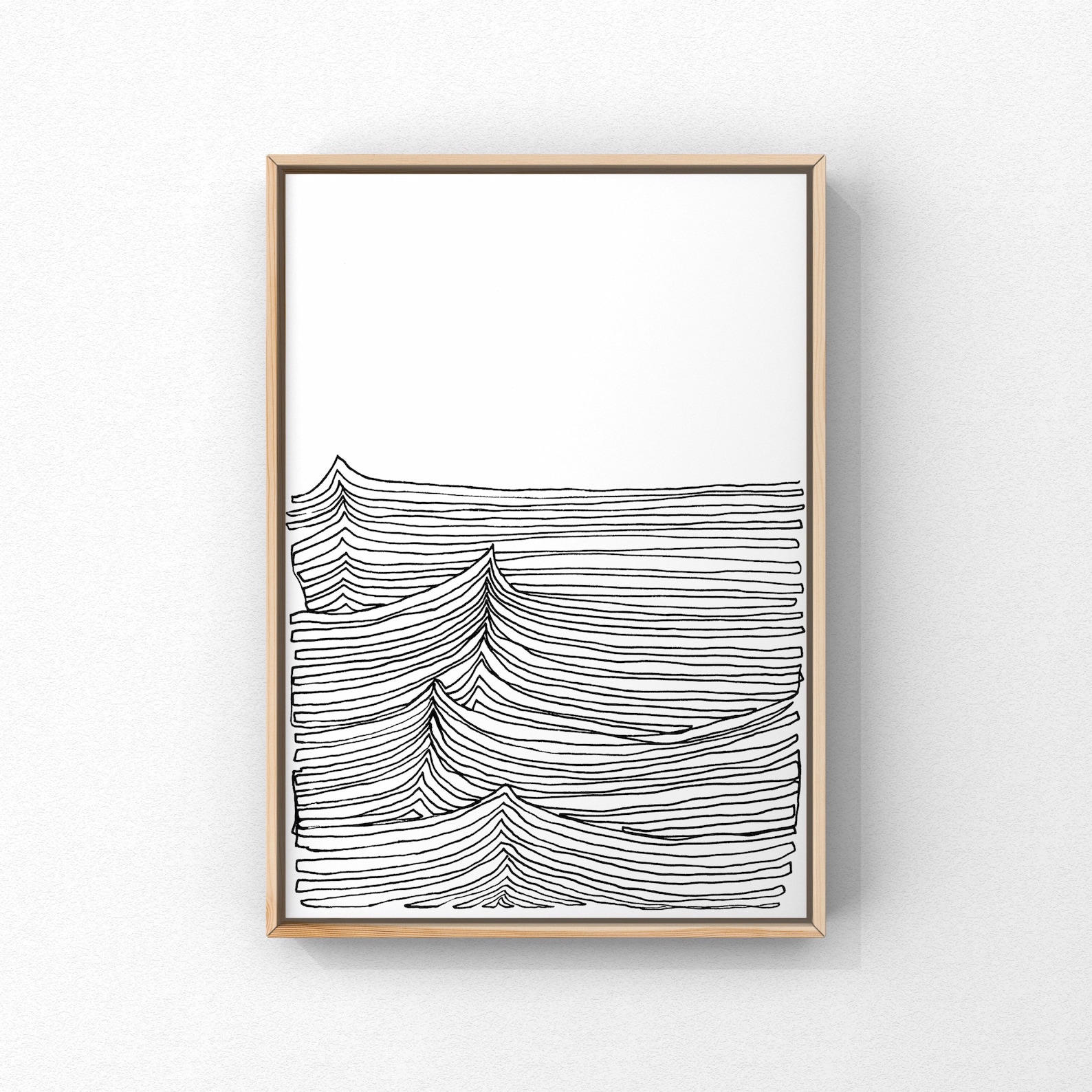 Ocean Line Drawing Wave Illustration Art Print Sea | Etsy