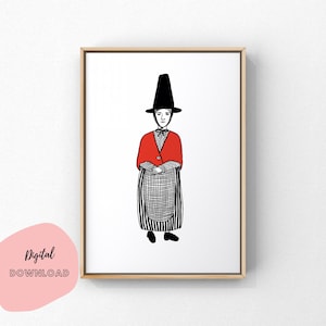Printable Welsh Lady Traditional Welsh Art Wales Wall Art | Etsy