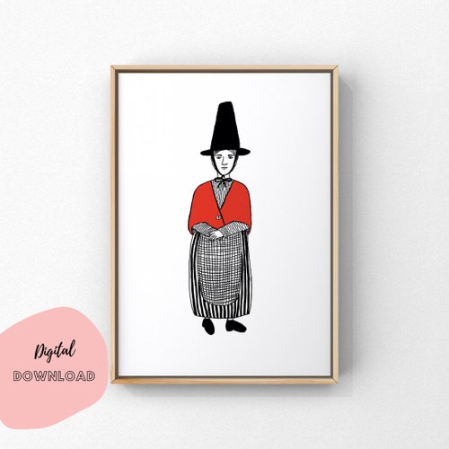Printable Welsh Lady Traditional Welsh Art Wales Wall Art | Etsy