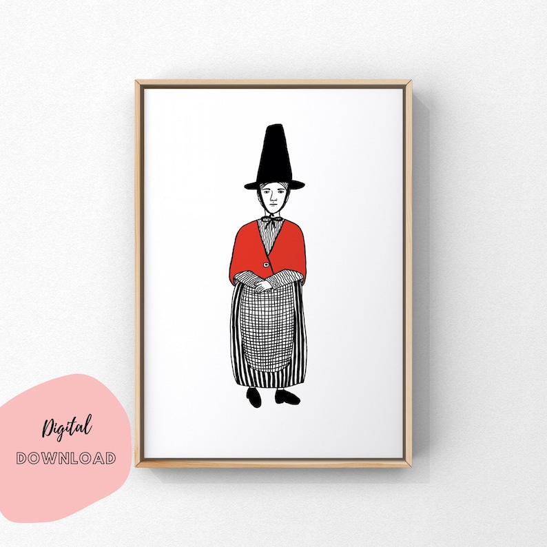 Printable Welsh Lady Traditional Welsh Art Wales Wall Art | Etsy