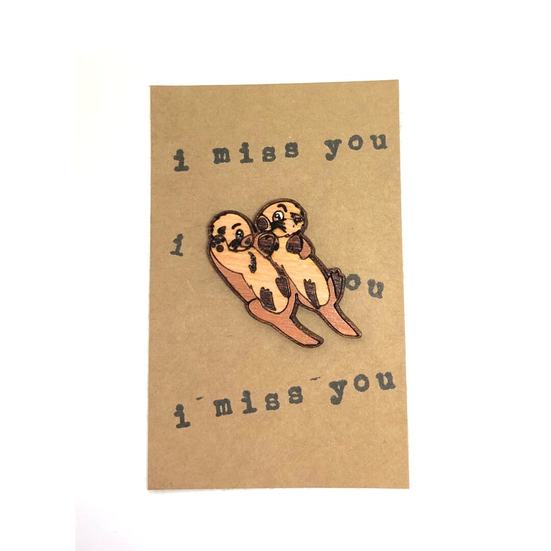 Otter Couple Love Token, Otters, Miss You, Love You, Otter Token Gift ...