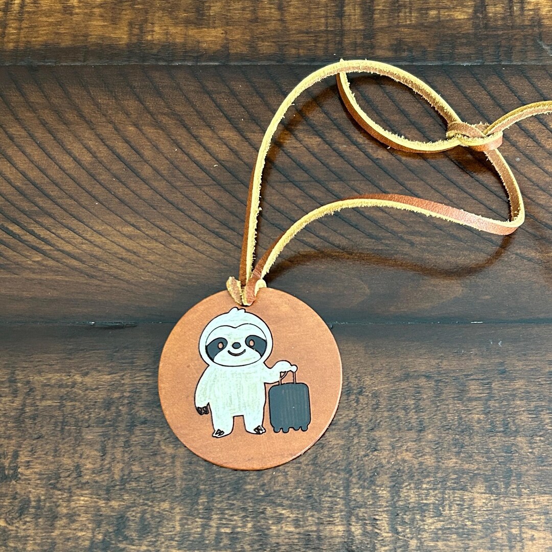Sloth Luggage Tag: Veg Tan Leather Bag Tag - Etsy