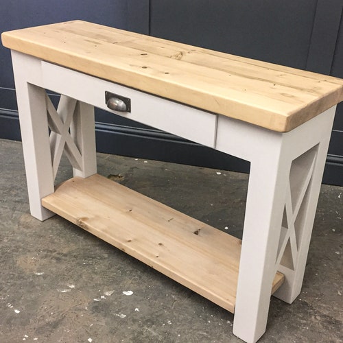 Rustic Console Table With Thick Reclaimed Wood Top Drawer & - Etsy