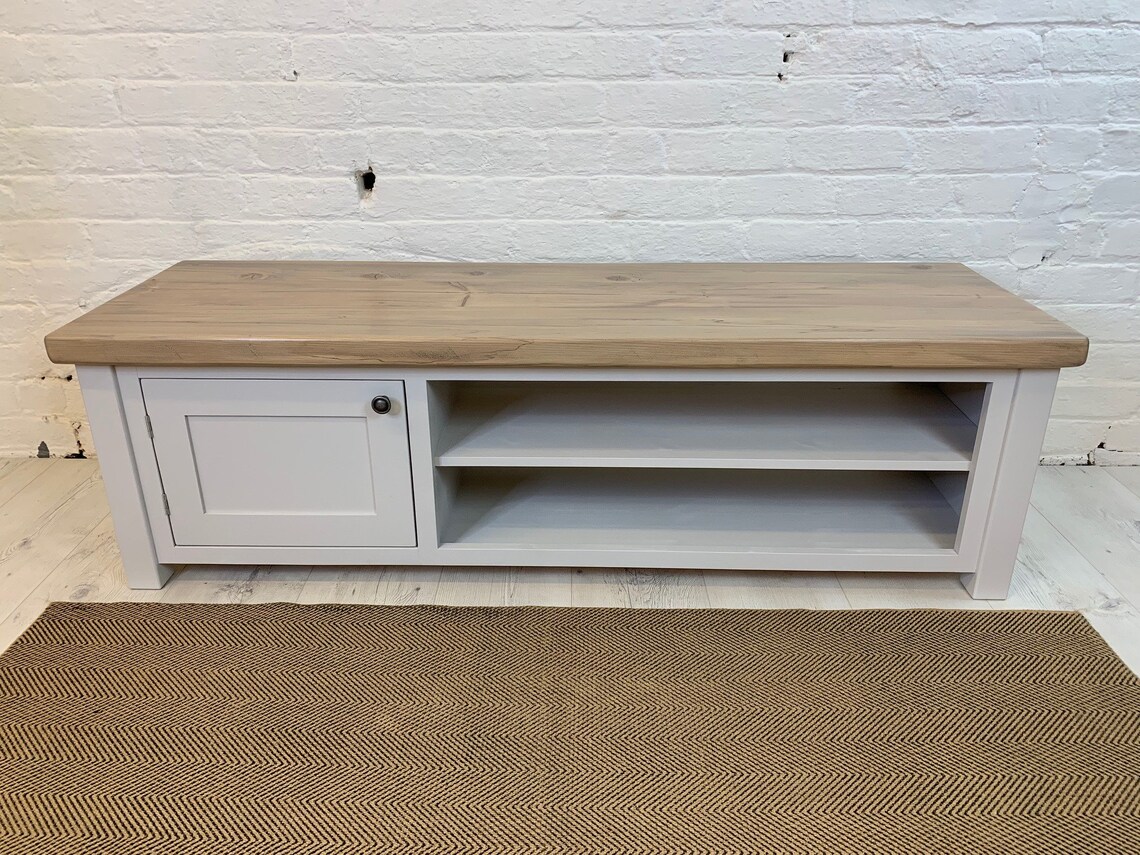 Large Low and Wide Tv Unit With Shaker Cupboard and Open - Etsy UK