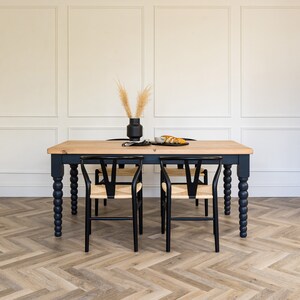 Bobbin Leg Dining Table Rustic Pine Top. Modern Farmhouse Style ...
