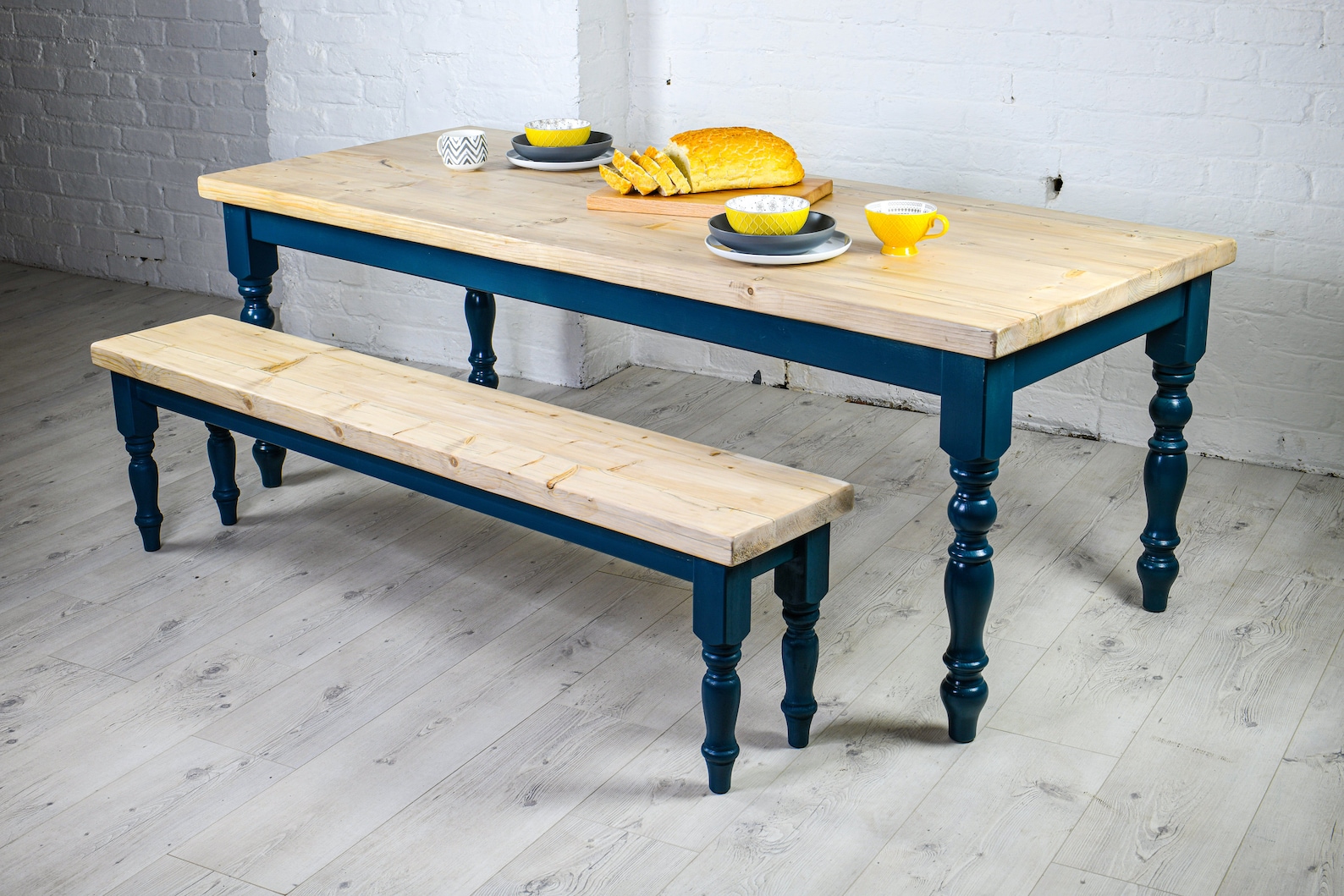 Farmhouse Dining Table Set With Bench. Rustic Reclaimed Wood - Etsy UK