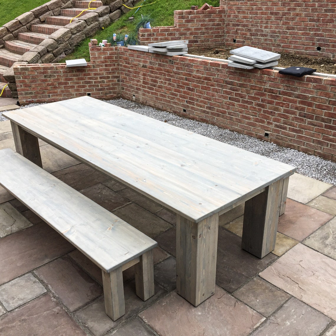 Large 12 Seater Garden Dining Table With 2 Matching Benches. | Etsy UK