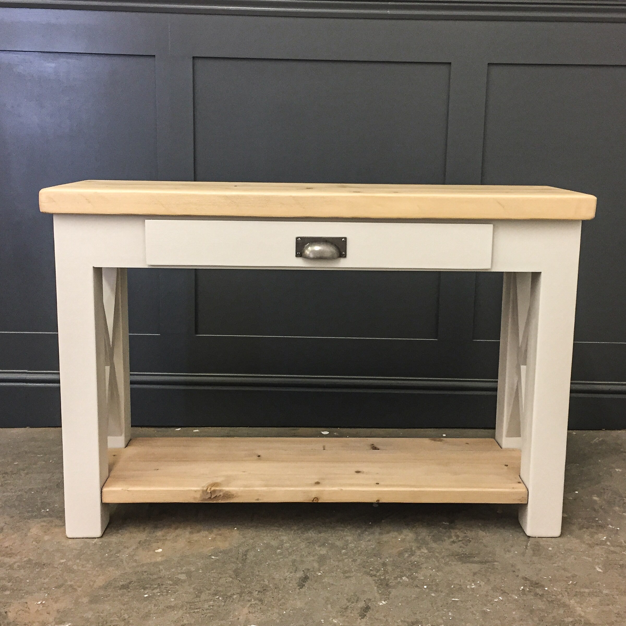 Rustic Console Table With Thick Reclaimed Wood Top Drawer & - Etsy