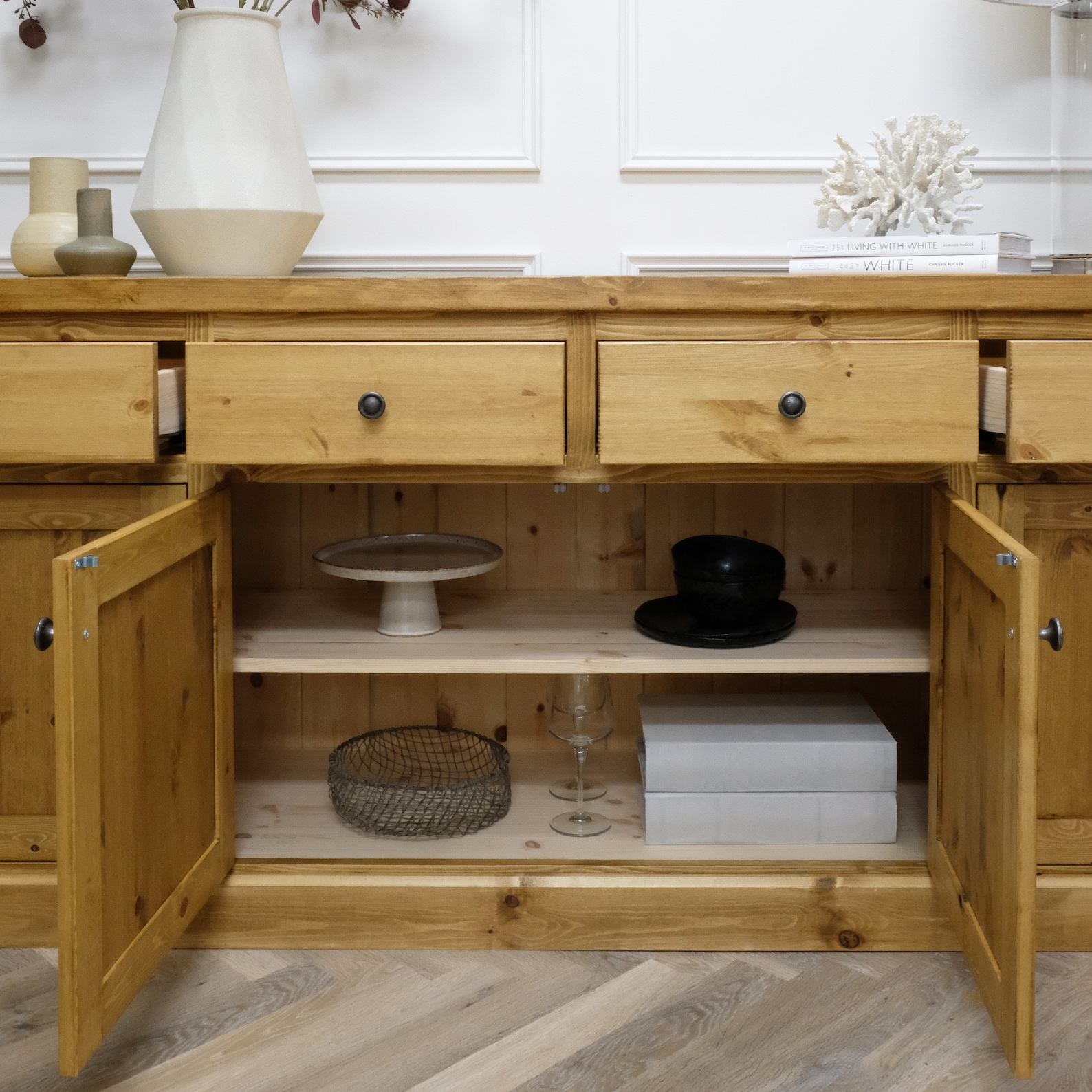 Handmade Large Rustic Sideboard, Solid Reclaimed Wood With 4 Drawers ...
