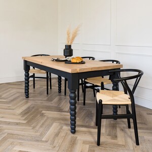 Bobbin Leg Dining Table Rustic Pine Top. Modern Farmhouse Style ...