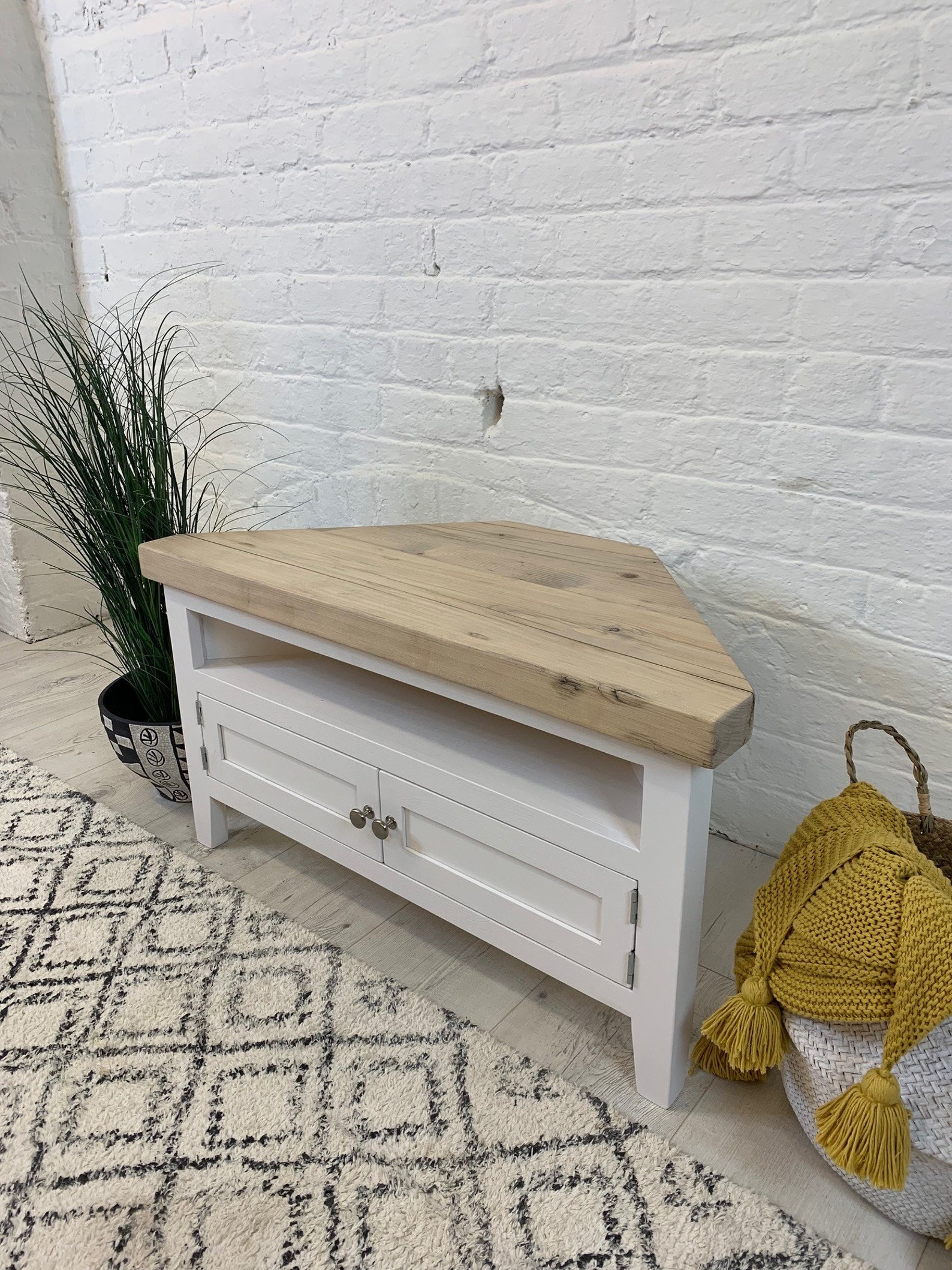 Corner Tv Unit With Media Shelf and Shaker Door. Handmade in Any Size ...