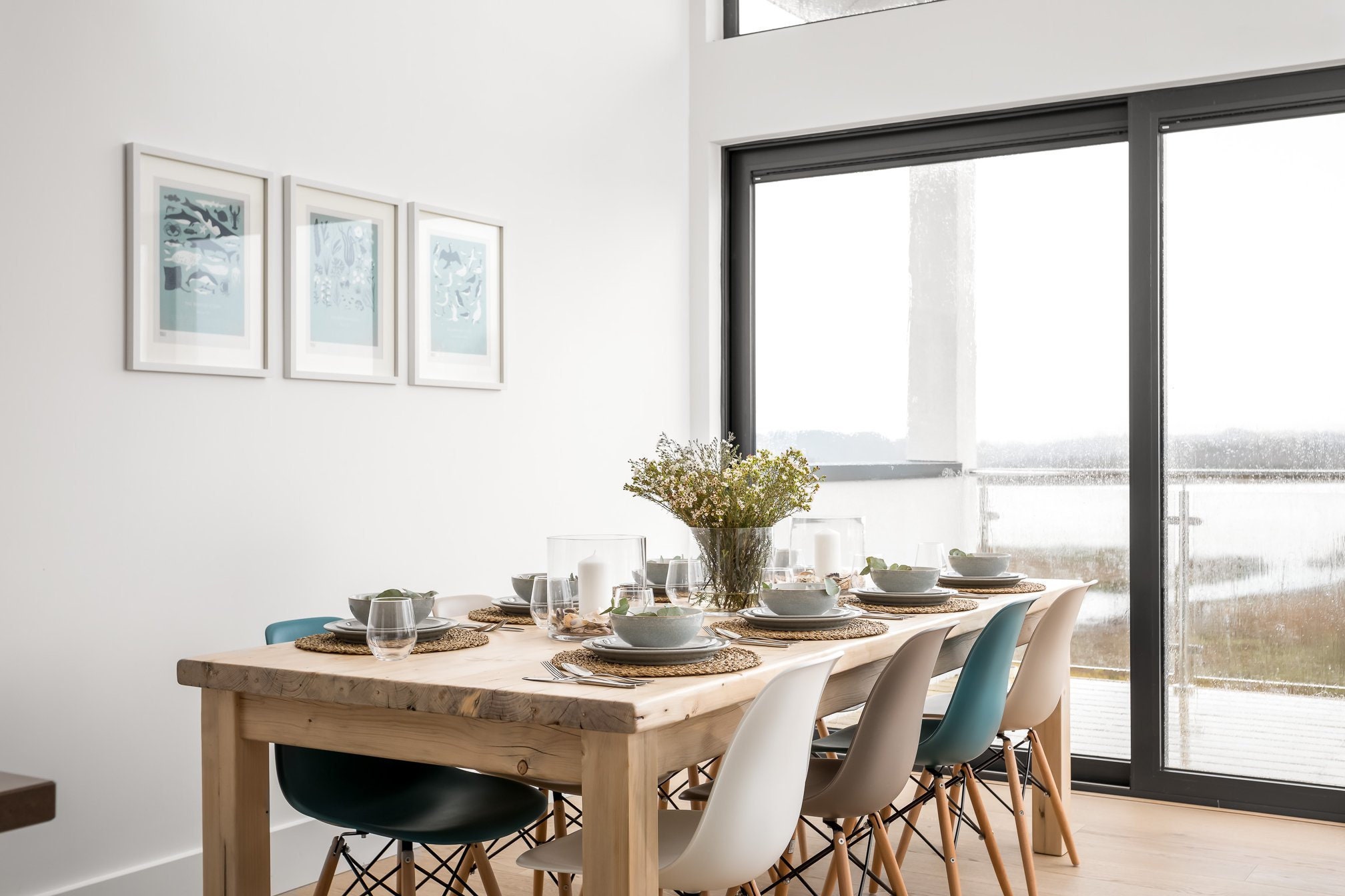 Solid Rustic Pine Wood Chunky Square Leg 10 Seater Dining Table in ...