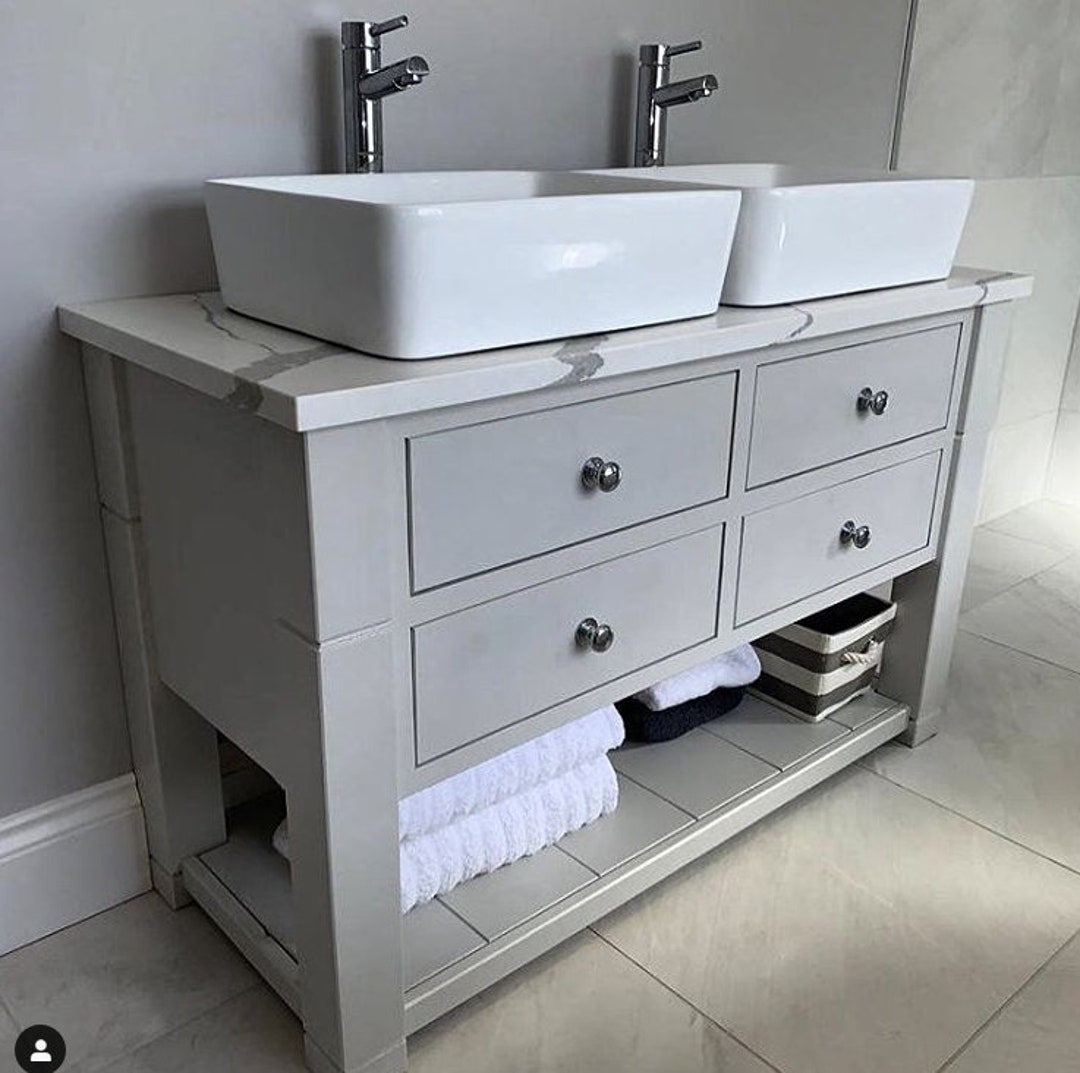 Bespoke Bathroom Vanity Unit With White Marble Quartz Top Made to ...